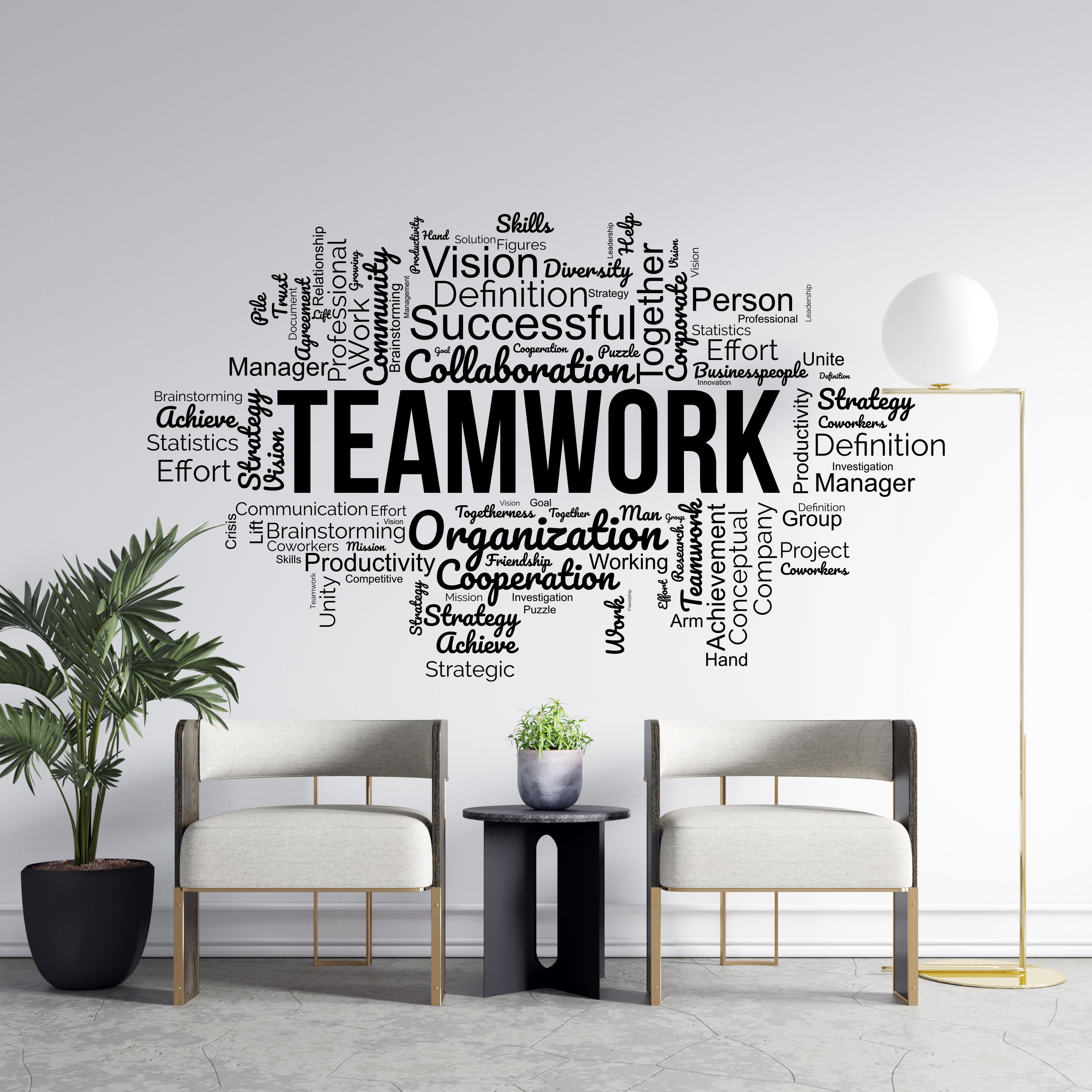 Teamwork Words Office Wall Decal Teamwork Quote Wall Sticker - Etsy UK