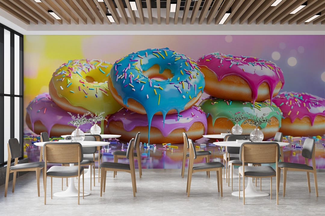 Colorful Donut | Fun Dessert Bakery Wall Mural | Peel and Stick ...