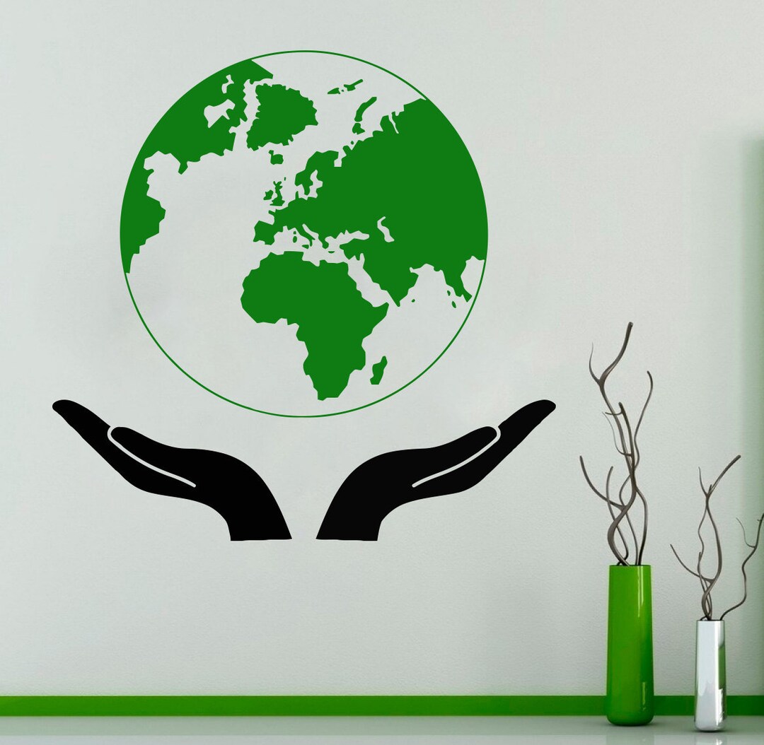 Earth Wall Decal: Nature Globe Vinyl Sticker T424 - Etsy