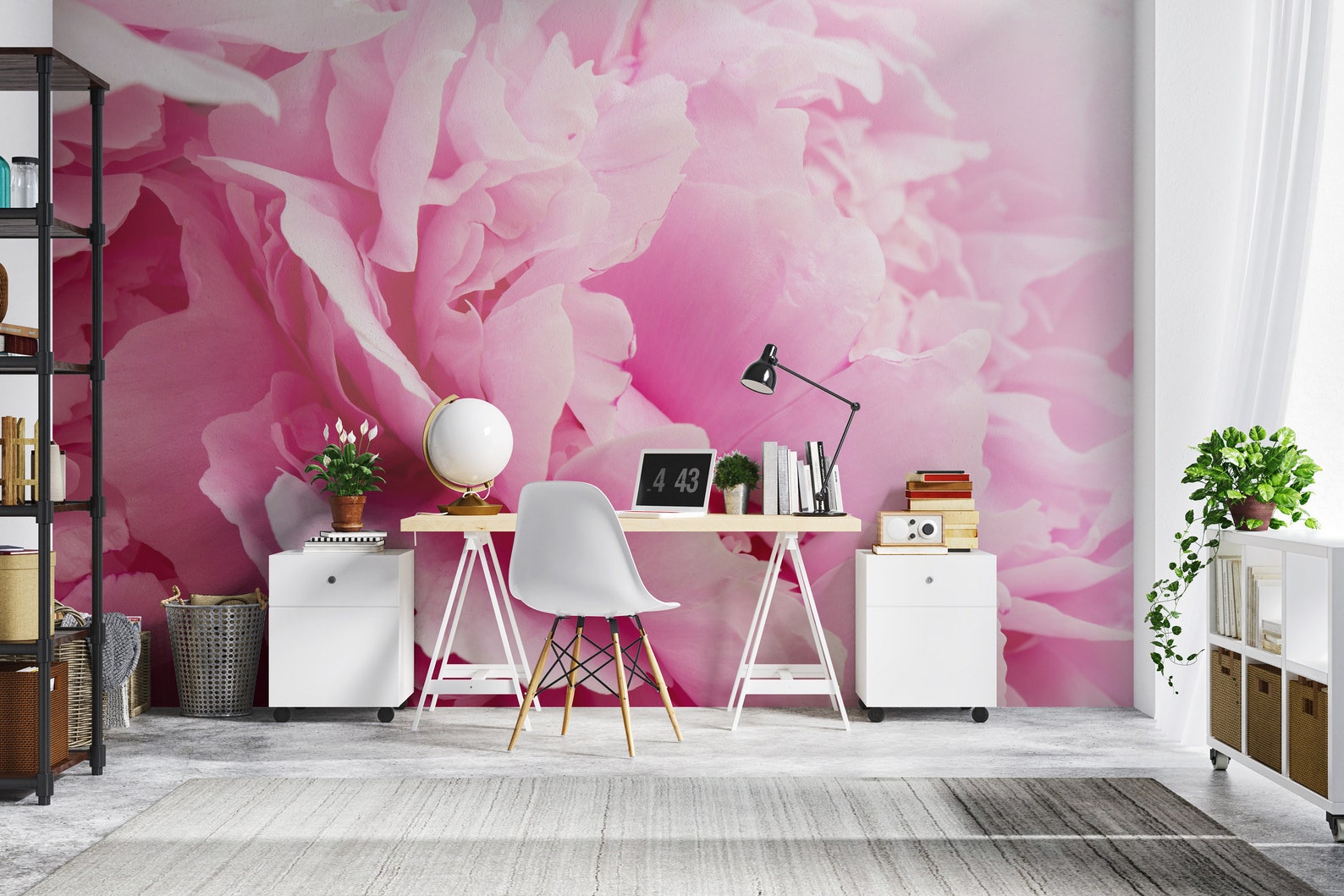 Blooming Peony Flower Wallpaper | Pink Peel & Stick Removable Floral ...