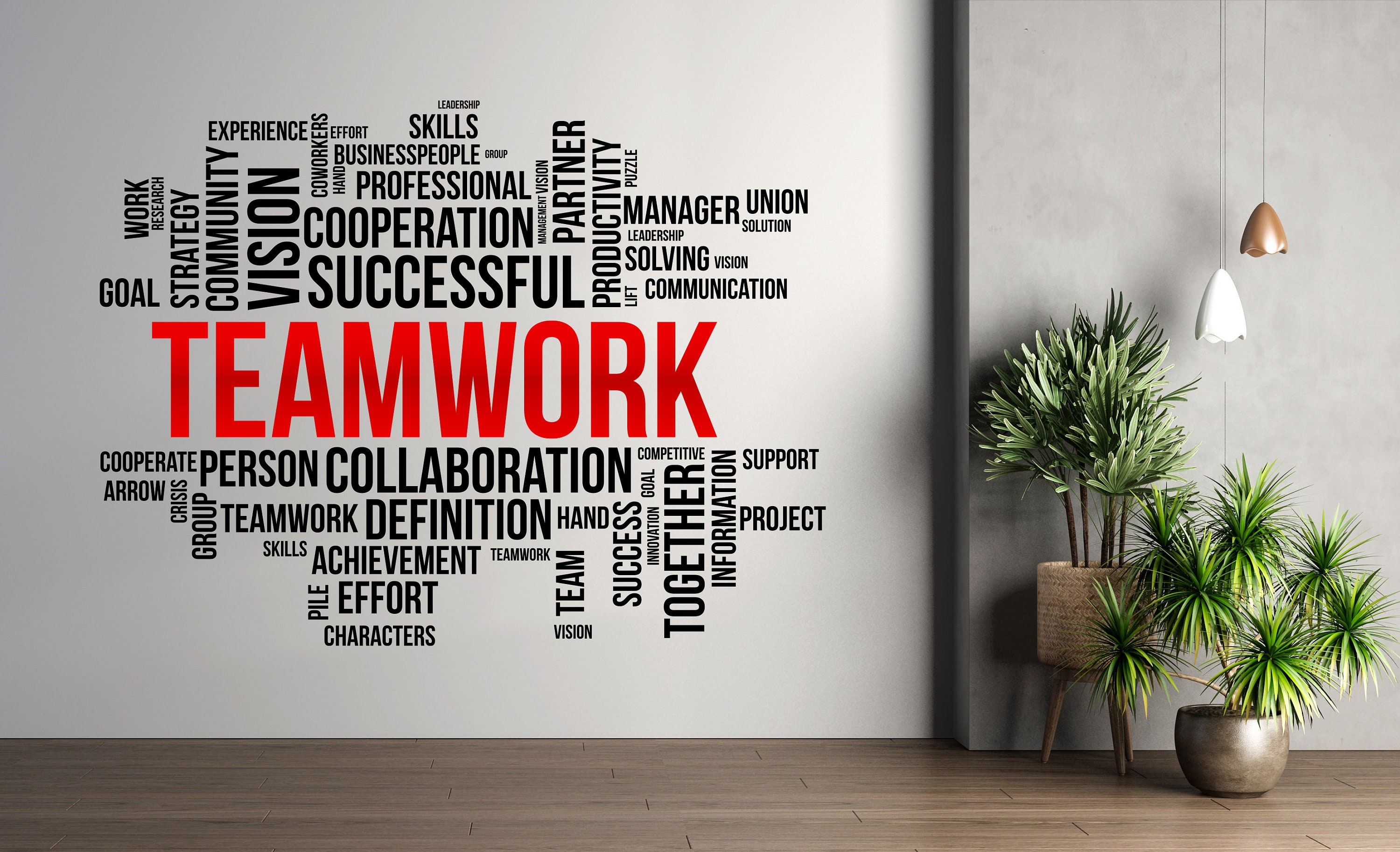 Teamwork Words Office Wall Decal Teamwork Quote Wall Sticker - Etsy Canada