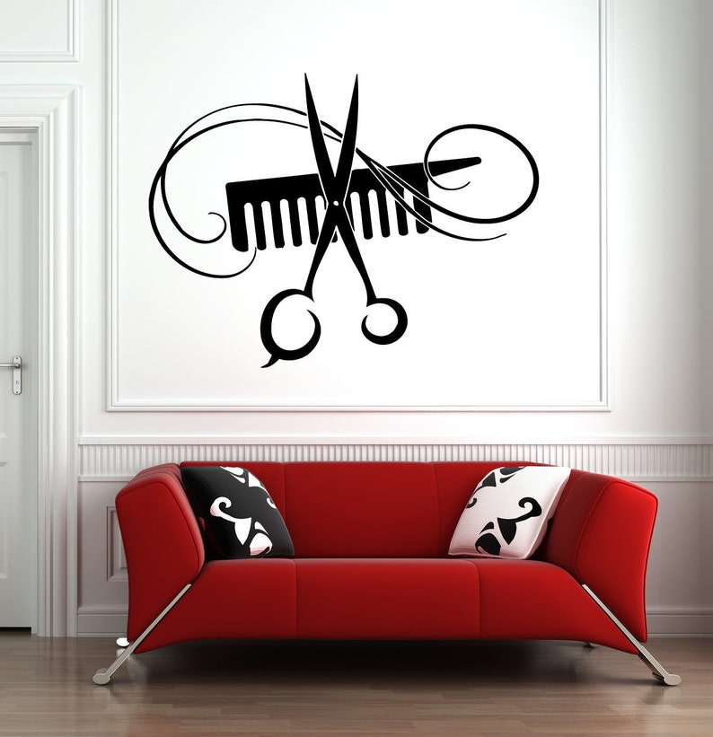 Hair Salon Wall Window Decal Sticker Hair Stylist Hair Tools - Etsy