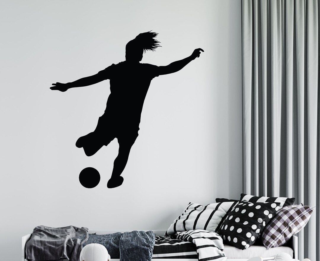 Girl Soccer Wall Decal | Soccer Player Wall Sticker | Soccer Wall Decor ...