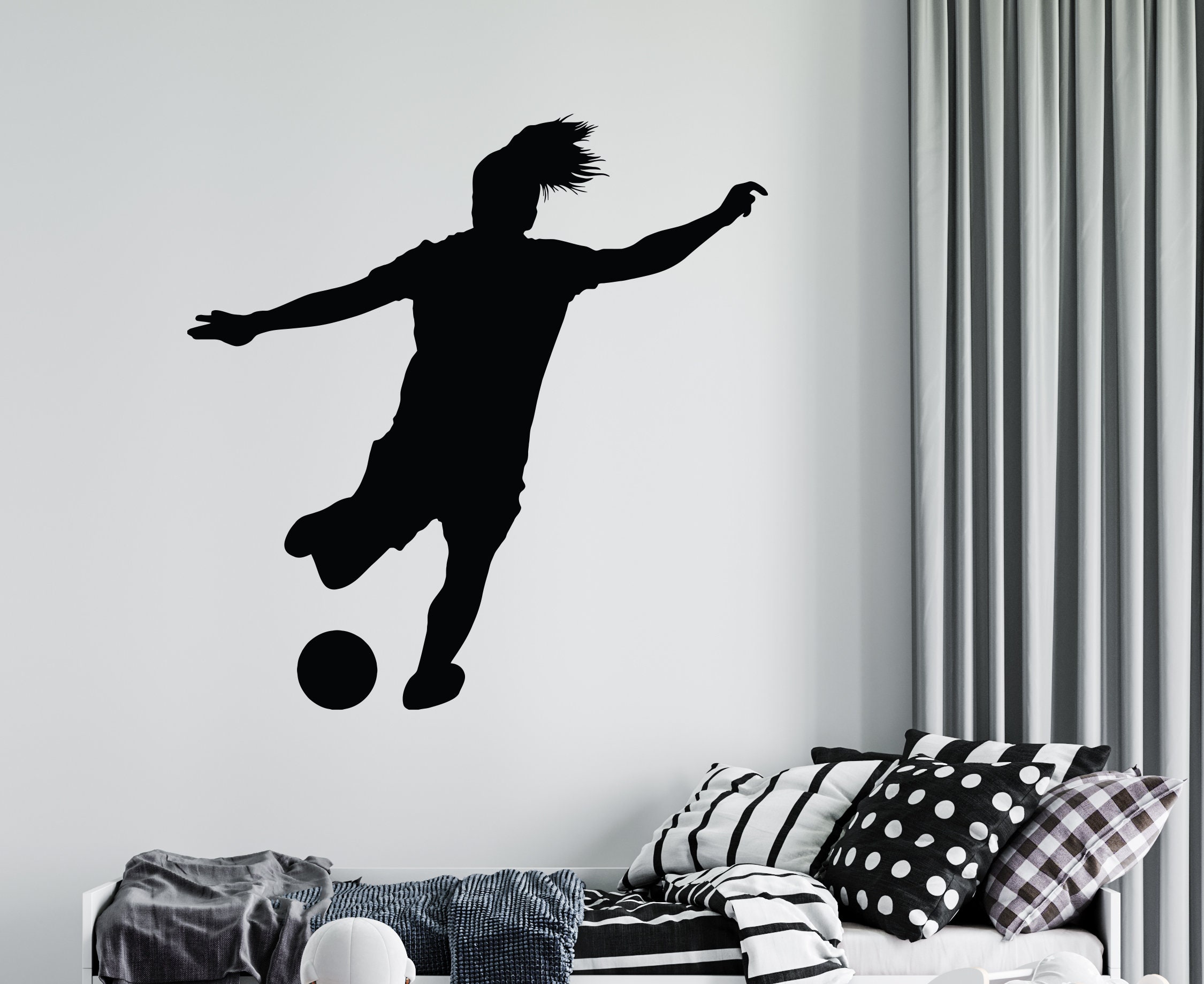 Girl Soccer Wall Decal Soccer Player Wall Sticker Soccer - Etsy