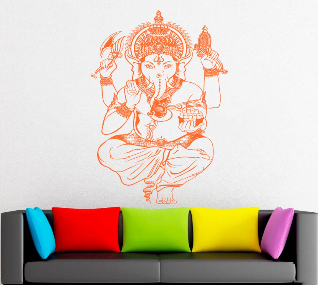 India Yoga Elephant Buddha Indian Decal Window Sticker Room Vinyl ...
