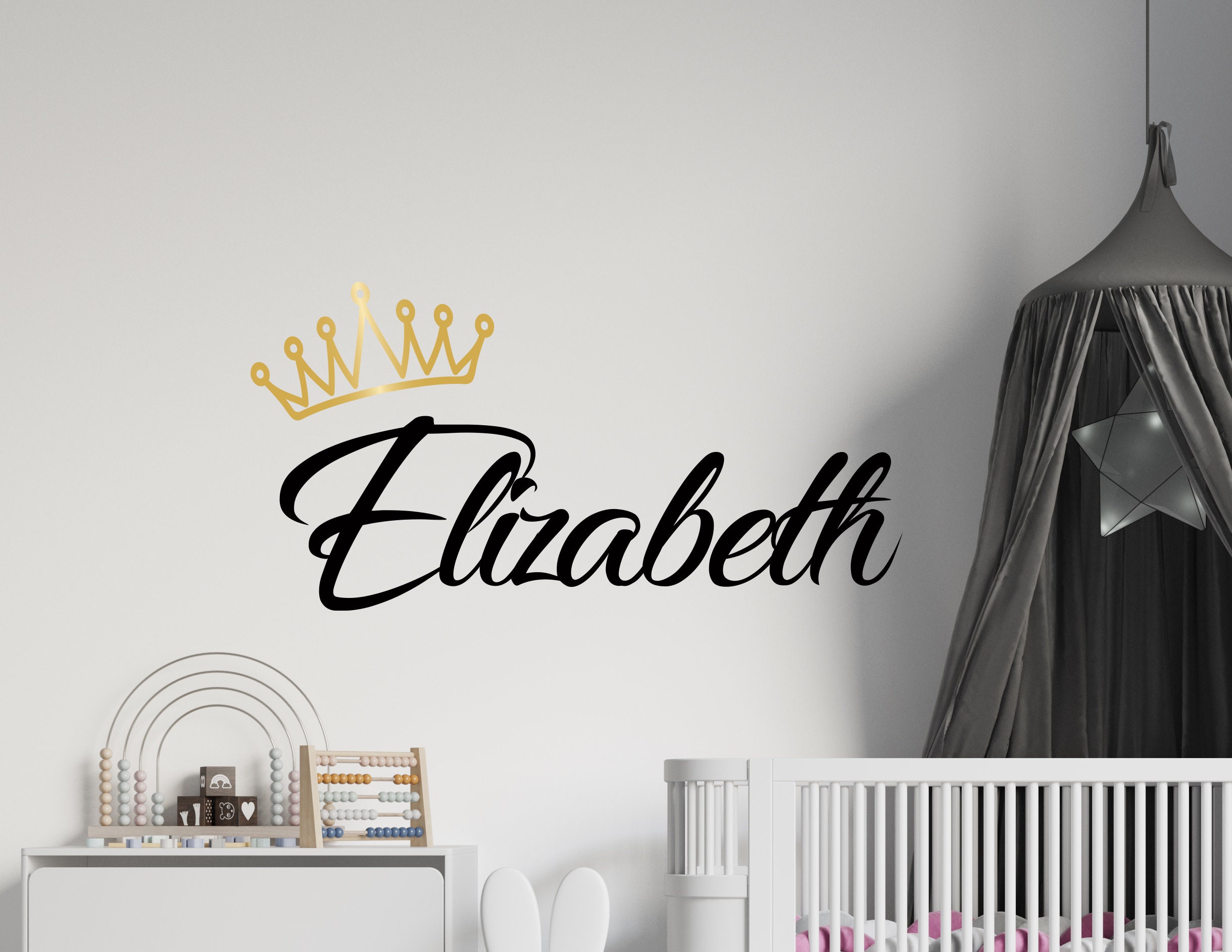 Princess Crown Wall Decal for Girls Room Custom Name Wall | Etsy