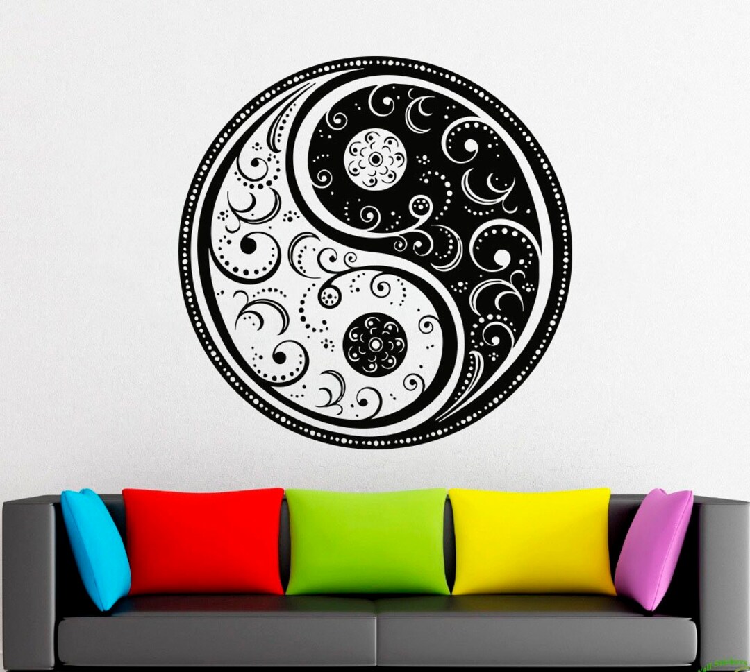 Floral Yin Yang Wall Decal: Taoism Vinyl Sticker 2034 - Etsy