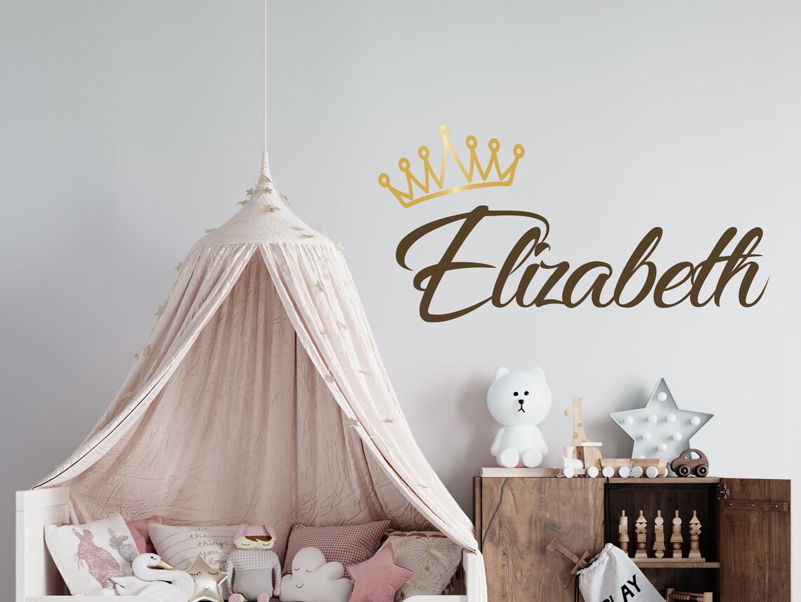 Princess Crown Wall Decal for Girls Room Custom Name Wall | Etsy