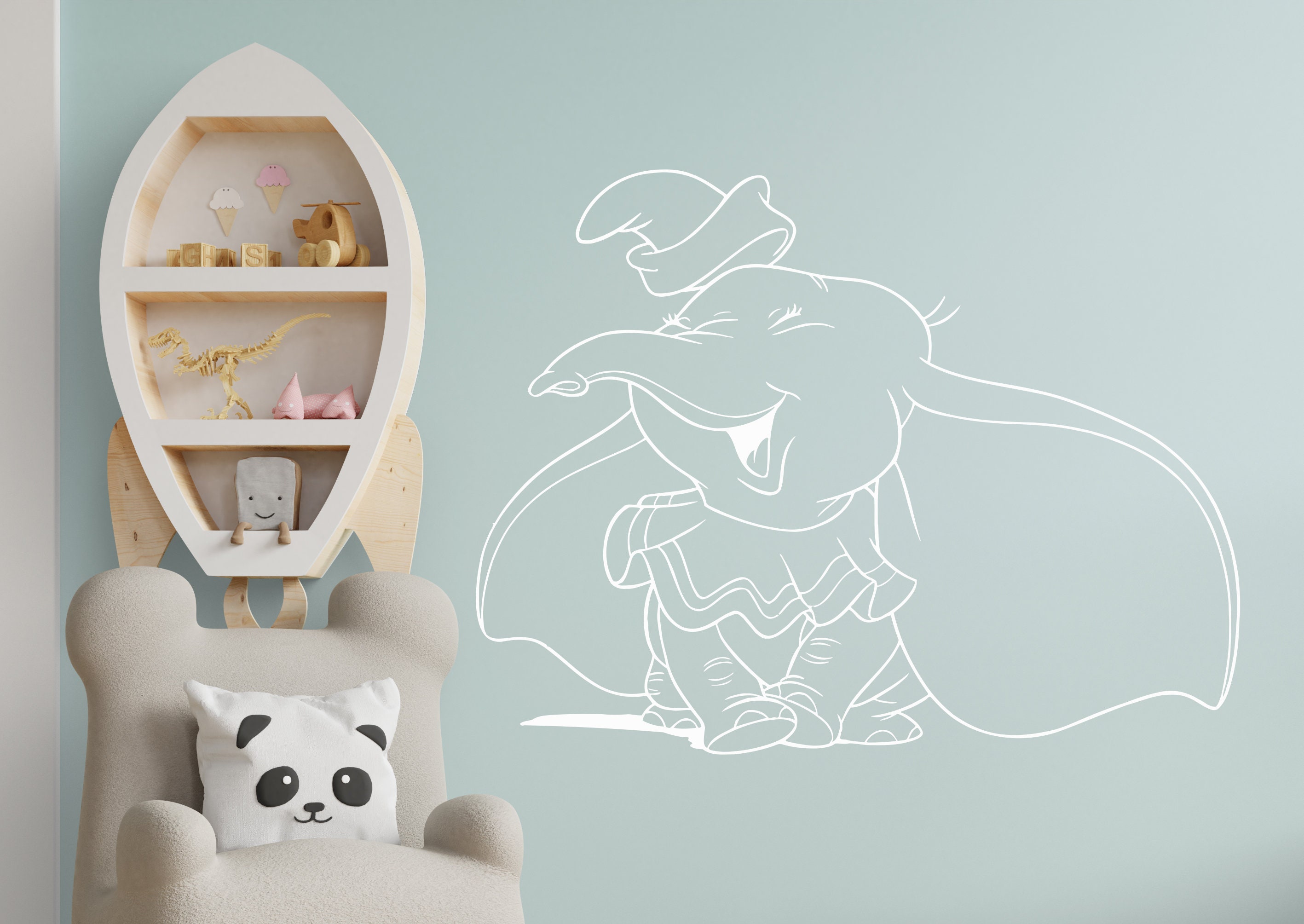 Dumbo Elephant Wall Decal Dumbo Wall Sticker Nursery Wall - Etsy