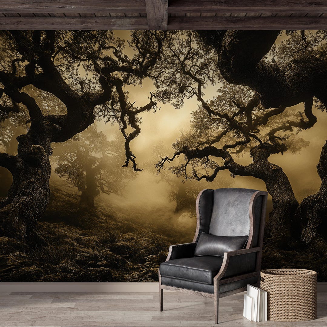 Dark Fantasy Forest Wall Art - Mysterious Tree Landscape Print - Gothic ...