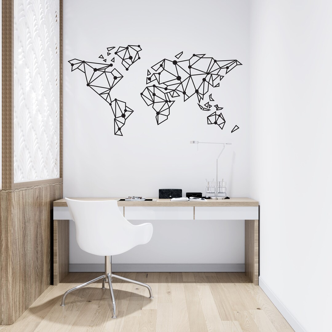 World Map Wall Decal | World Map Wall Sticker | World Map Wall Decor ...