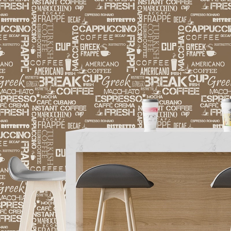 Coffee Kitchen Wallpaper - Etsy