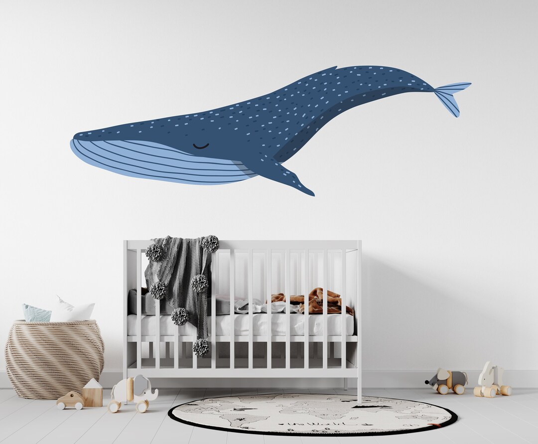 Watercolor Whale Wall Decal Nautical Nursery Wall Decor Under the Sea ...