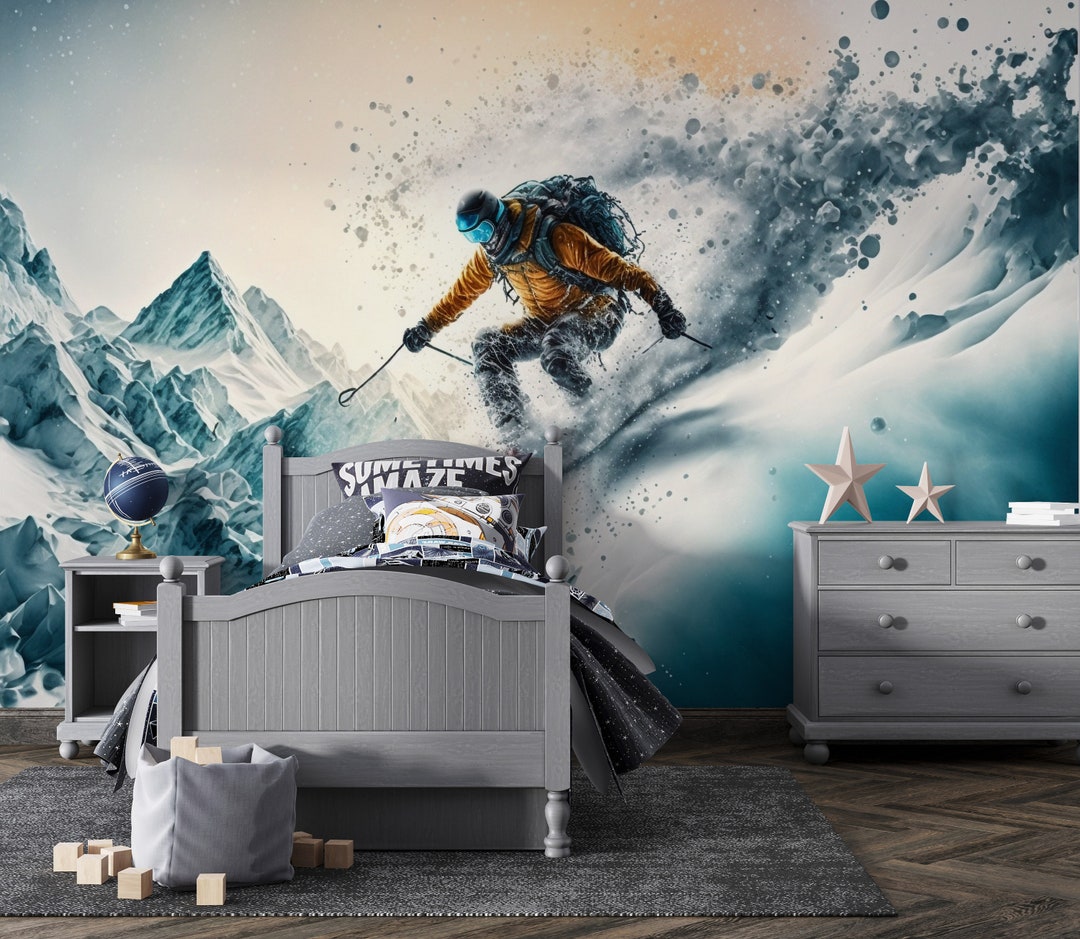 Alpine Edge | Skiing Mountain Mural Wallpaper | Winter Sports Adventure ...