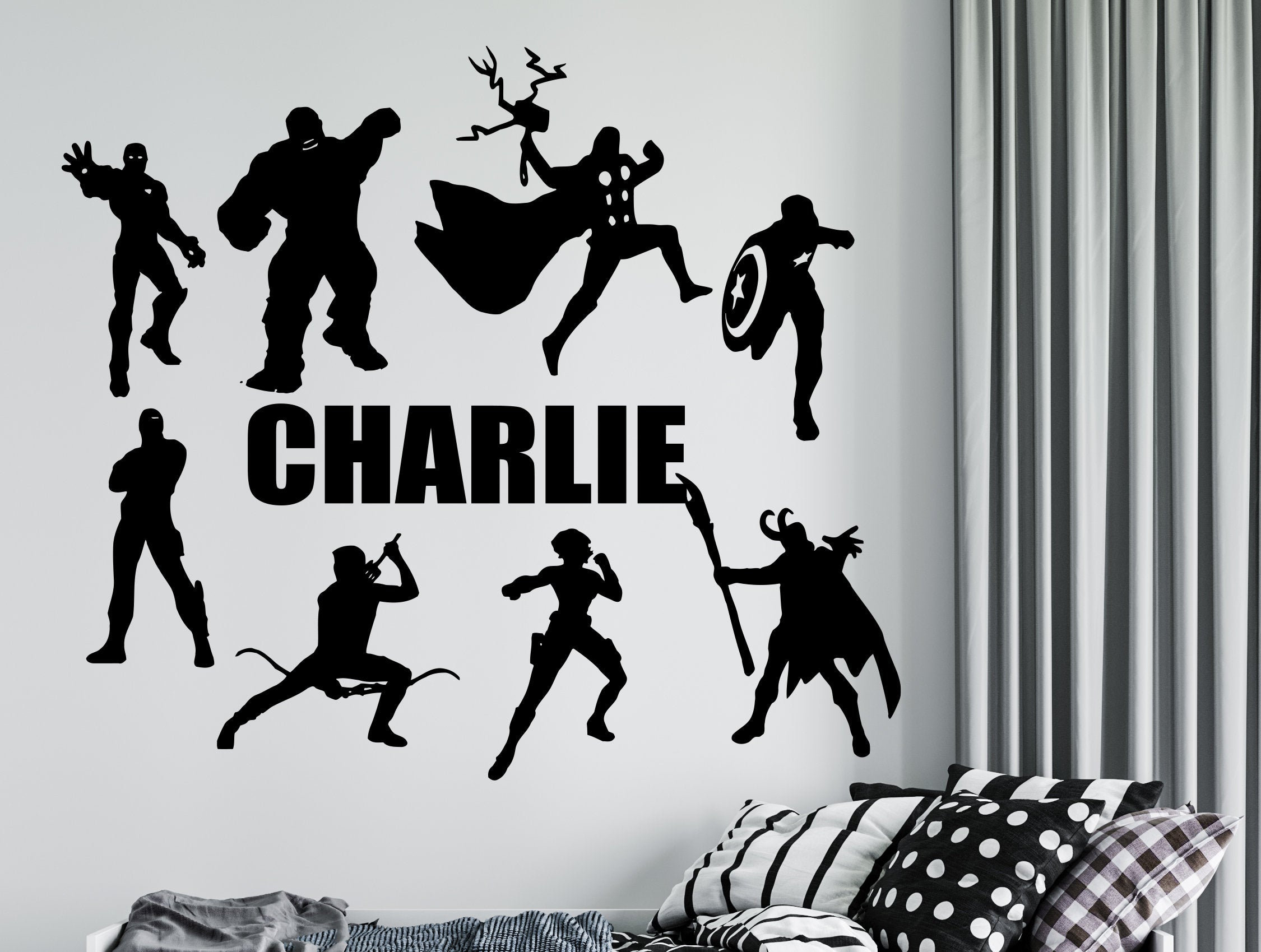 Avengers Wall Decal Superhero Wall Decor Avengers Wall | Etsy