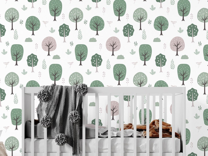 Forest Trees Peel and Stick Wallpaper Woods Wallpaper Self - Etsy