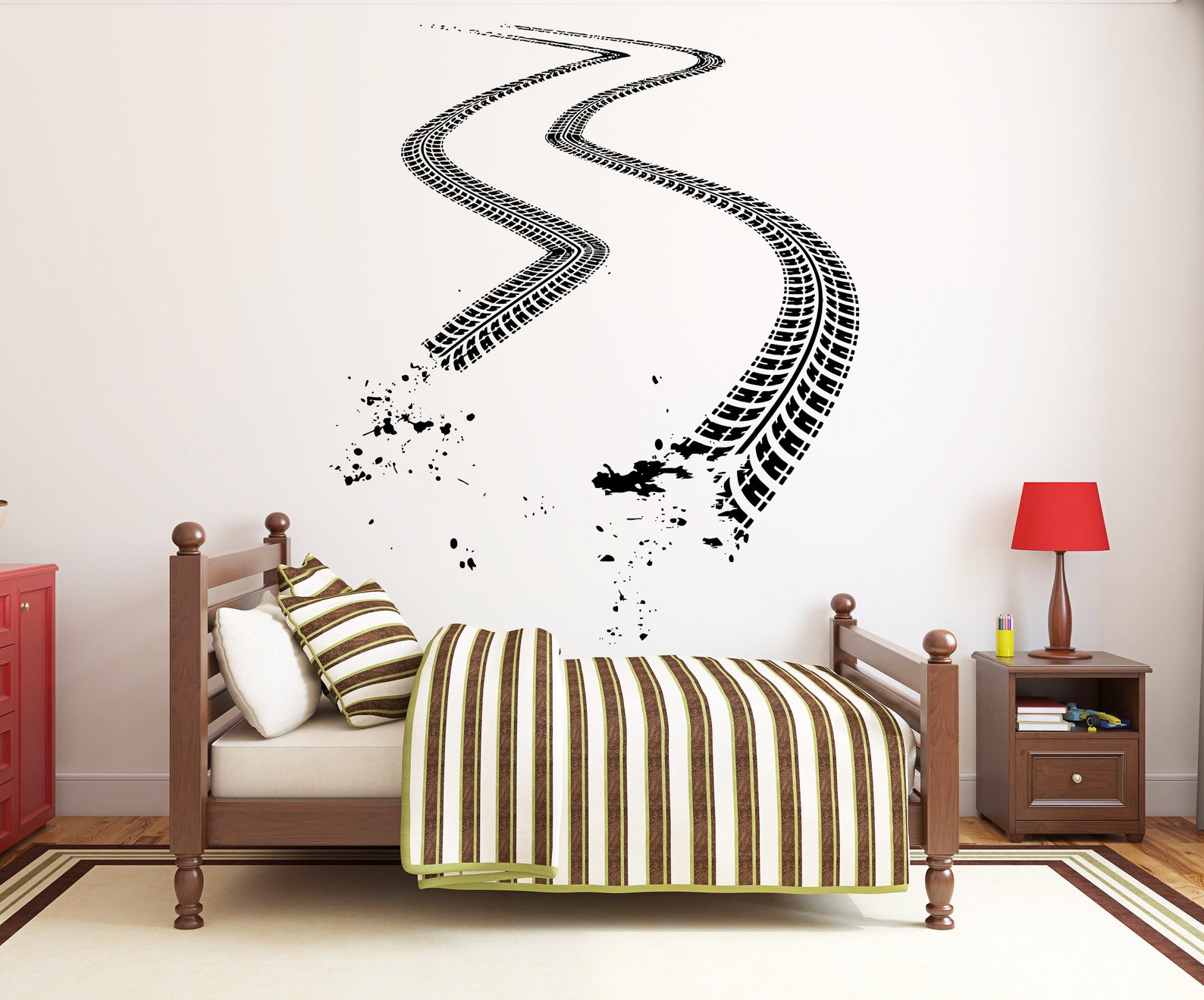 Tire Tracks Wall Decal Tire Tracks Wall Sticker Wall Decor for | Etsy