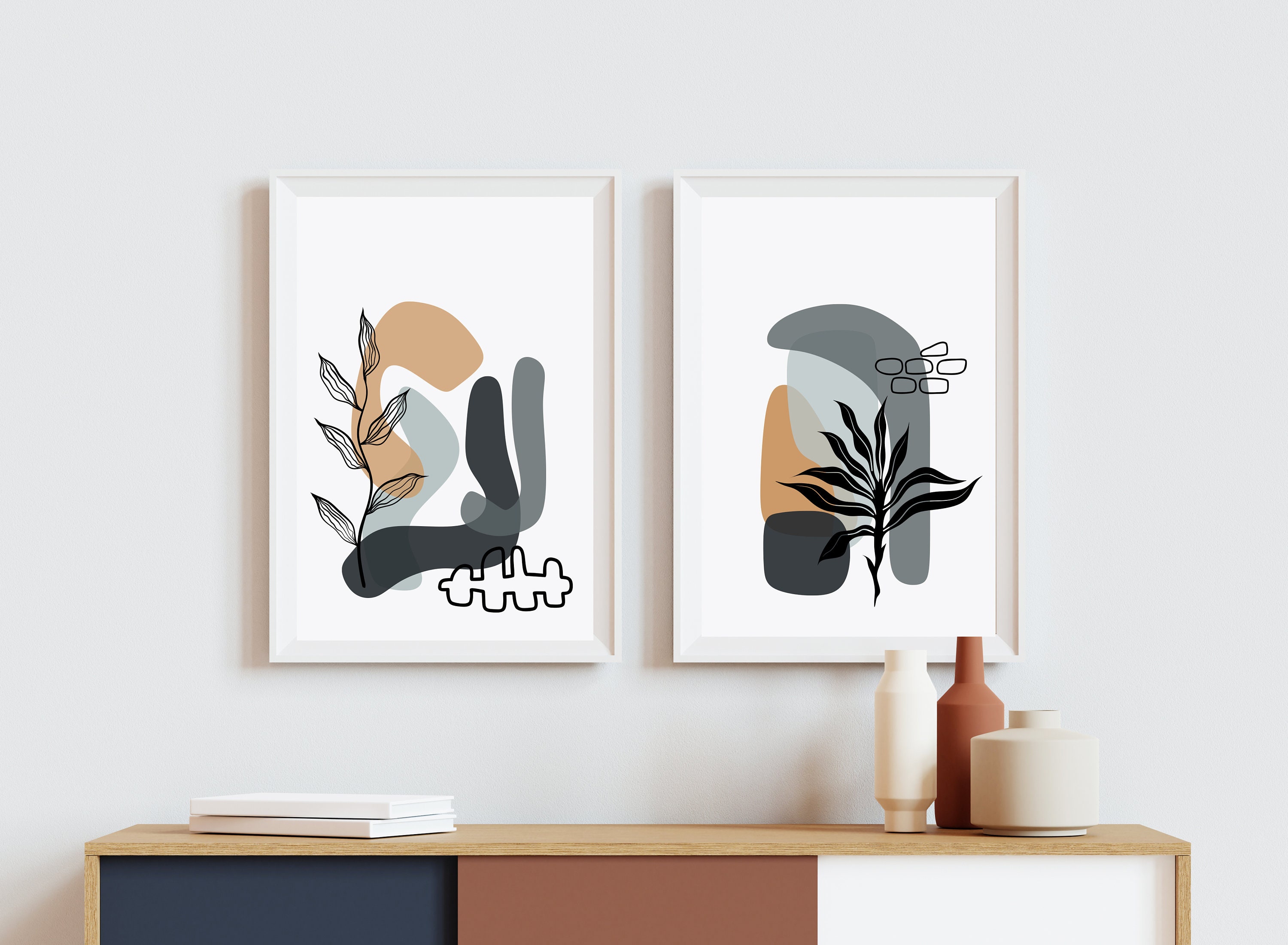 Bohemian Abstract Art Print Wall Poster Set of 2 Boho Poster - Etsy