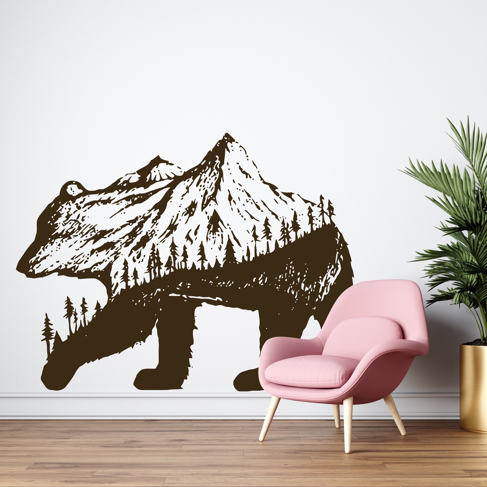 Bear Mountains Nature Wall Decal bear Mountain Wall Sticker - Etsy