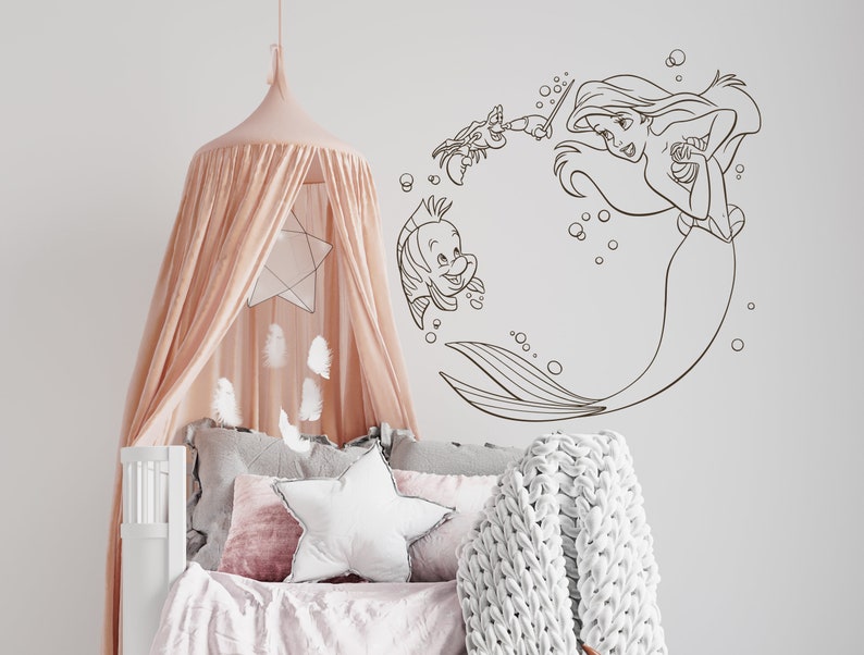 Princess Ariel Wall Decal Little Mermaid Wall Decor Cartoon - Etsy