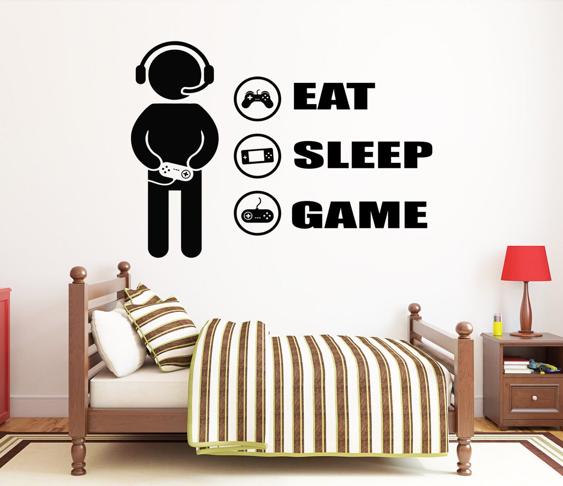 Gamer Wall Decal Video Games Wall Sticker Controller Wall | Etsy