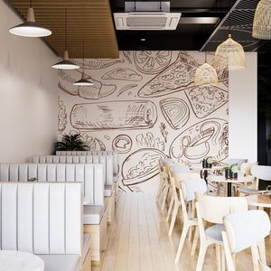 Italian Bistro Food Mural | Restaurant Peel & Stick Removable Wallpaper ...