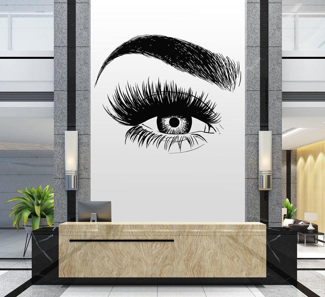 Eyelash Wall Decal Window Sticker Beauty Salon Woman Face Eyelashes ...