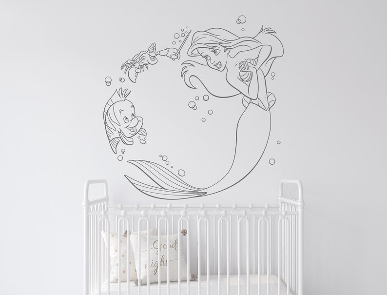Princess Ariel Wall Decal Little Mermaid Wall Decor Cartoon - Etsy