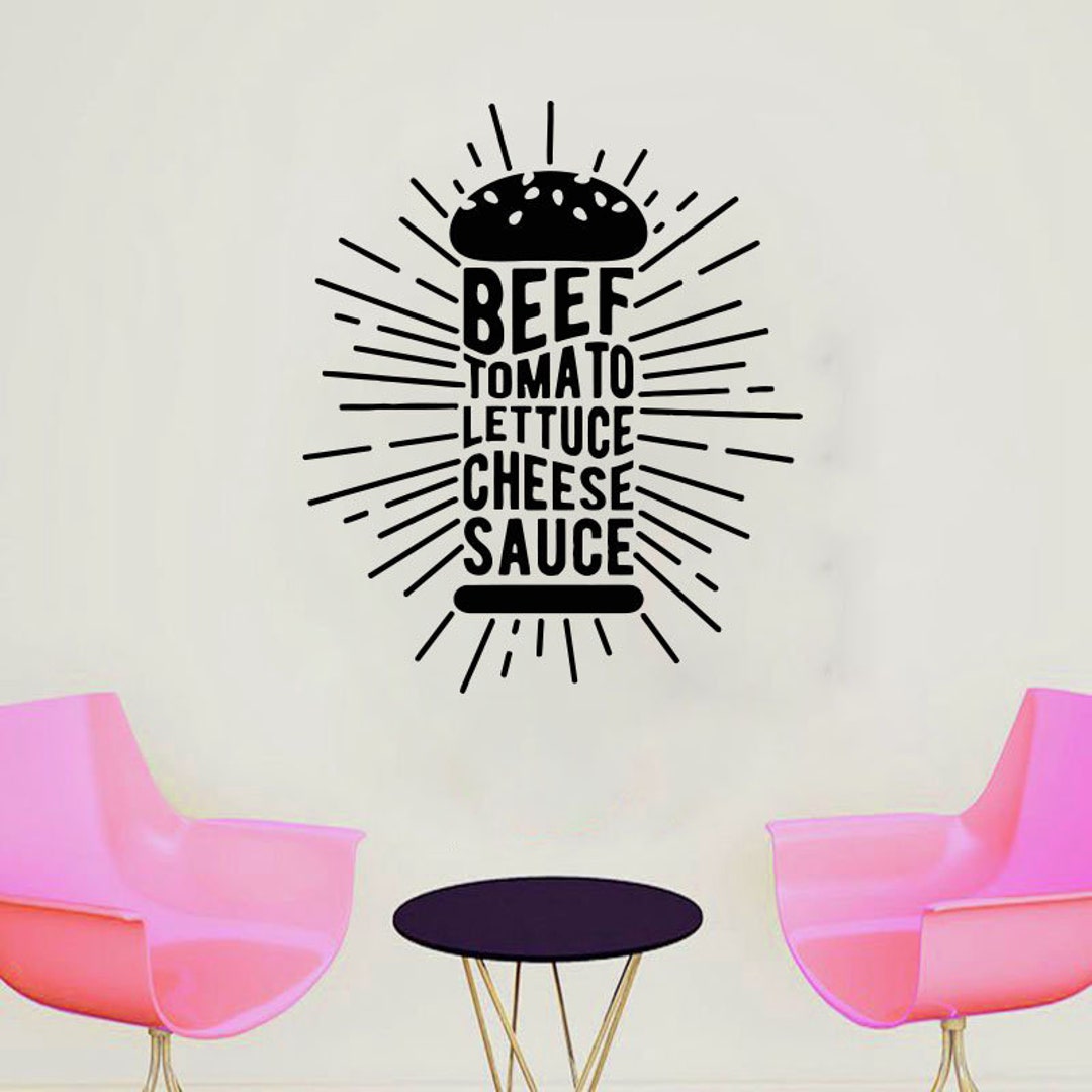 Burger Wall Decal | Burger Wall Sticker | Burgers Window Decal | Bakery ...