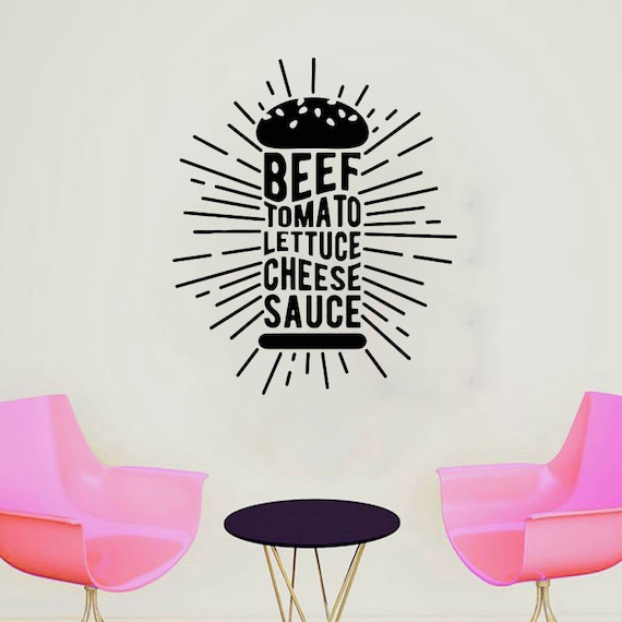 Burger Wall Decal Burger Wall Sticker Burgers Window Decal | Etsy