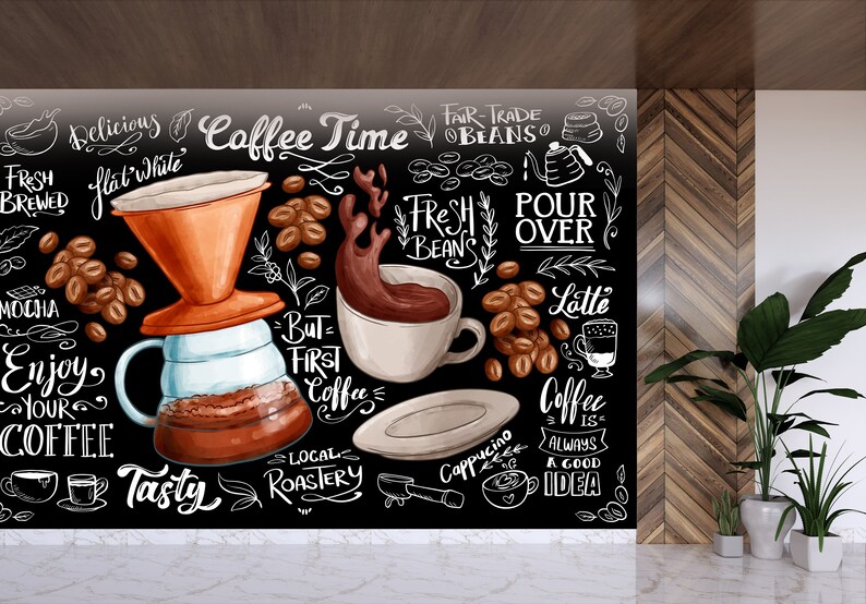 Coffee Peel and Stick Wallpaper for Coffee Shop Self Adhesive - Etsy