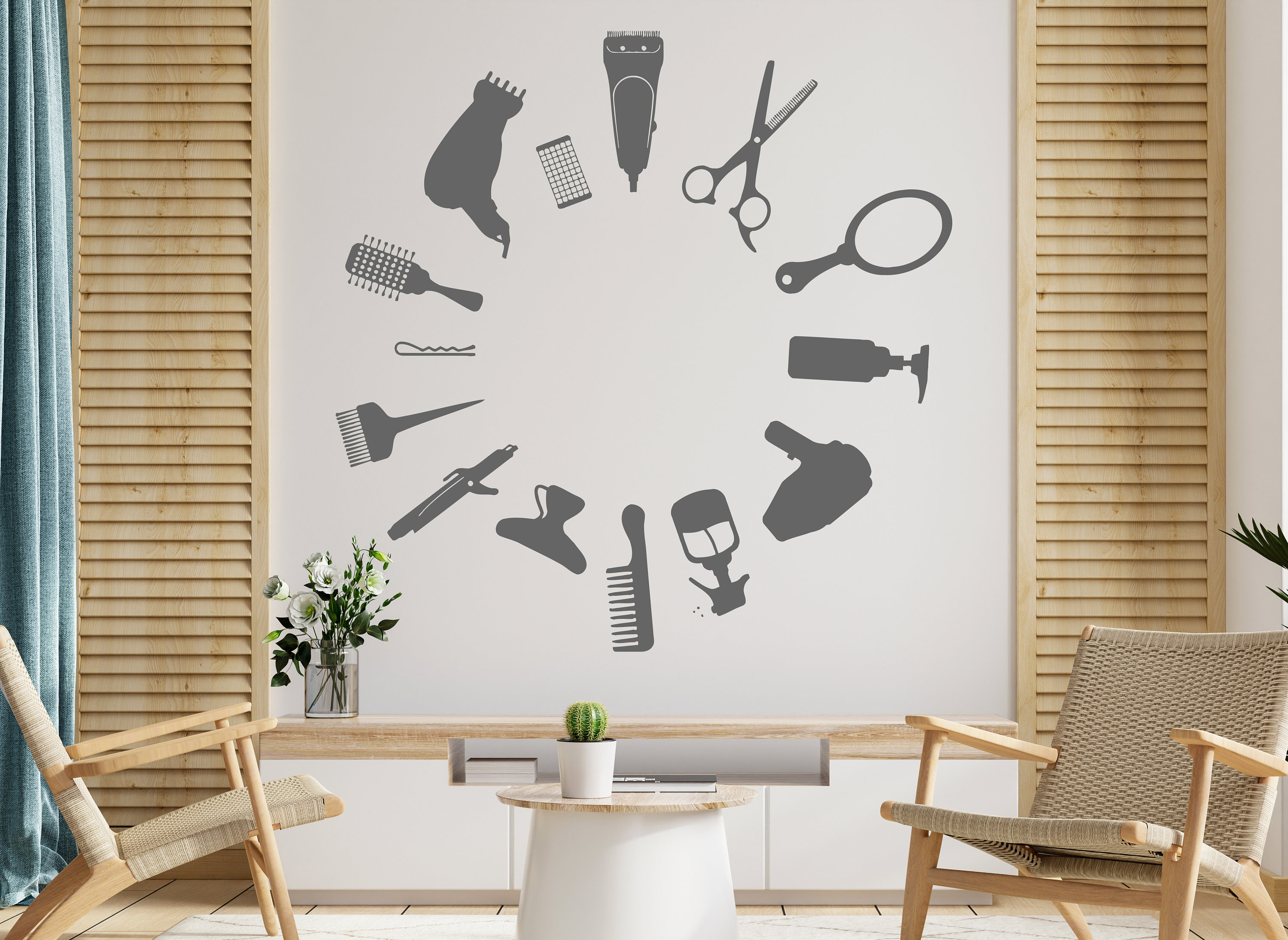 Hair Salon Decal Hair Tools Wall Sticker Hair Stylist Scissors - Etsy