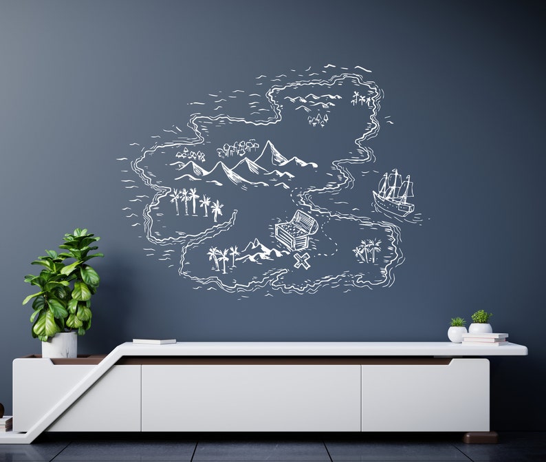 Treasure Map Wall Decal Treasure Map for Kids Pirate Map - Etsy