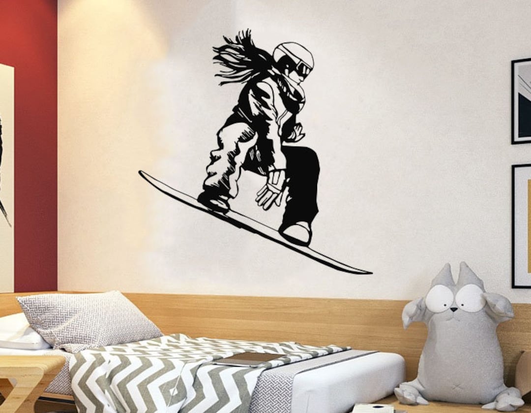 Snowboard Girl Wall Decal / Snowboard Wall Sticker / Snowboard Decals ...