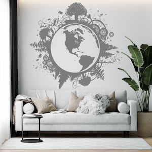 Planet Earth Wall Decal Nature Globe Map Planet Wall Decor Planet Earth ...