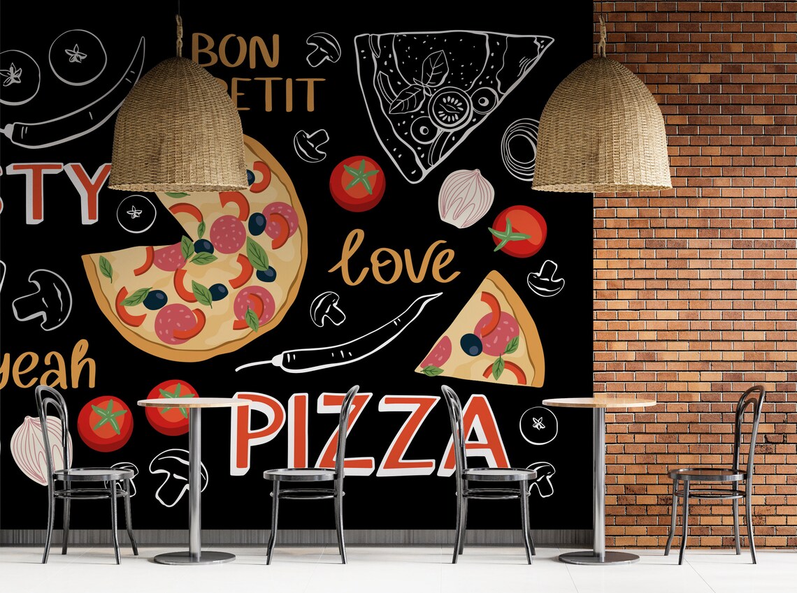 Rustic Pizza Cafe Mural | Italian Food Restaurant Peel & Stick ...