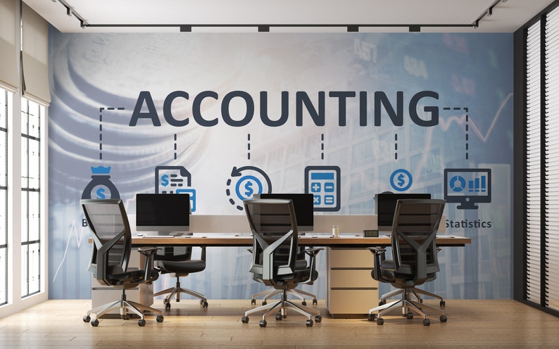 Finance Focus Office Wallpaper | Peel & Stick Accounting Removable Wall ...
