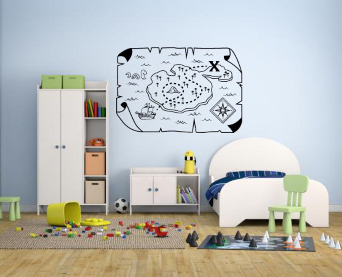 Treasure Map Wall Decal Treasure Map for Kids Pirate Map | Etsy
