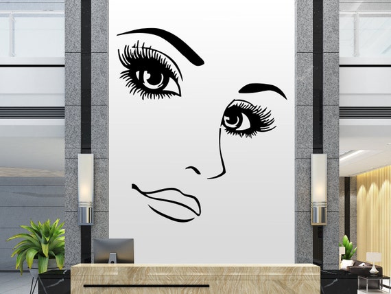 Woman Face Decal Beauty Salon Wall Decor Lashes Wall Art Spa - Etsy