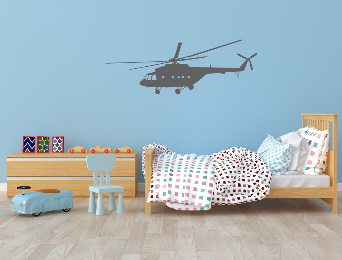 Helicopter Wall Decal Helicopter Wall Sticker Helicopter | Etsy