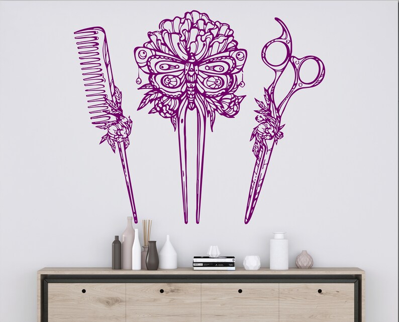 Hair Salon Wall Window Decal Sticker Hair Stylist Hair Tools - Etsy
