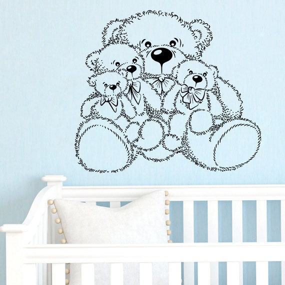 Teddy Bear Wall Decor Decals for Kids Nursery Decals Nursery | Etsy