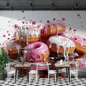 Donut Wall Graphics Desserts Donuts Wallpaper Peel N Stick Desserts ...