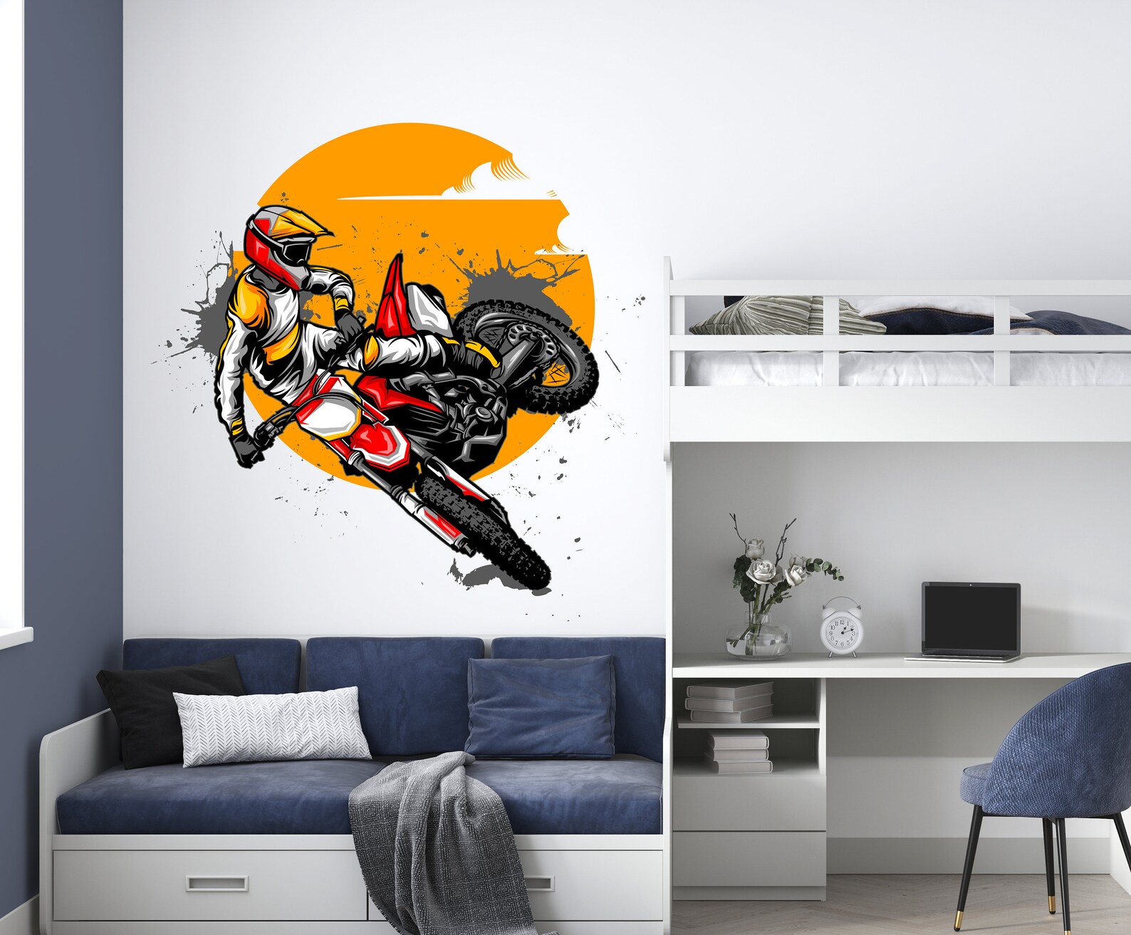 Motocross Wall Decal Motorcycle Wall Sticker Chopper Bike Wall - Etsy
