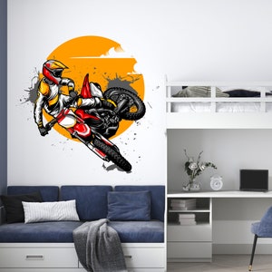 Motocross Wall Decal Motorcycle Wall Sticker Chopper Bike Wall Decor ...