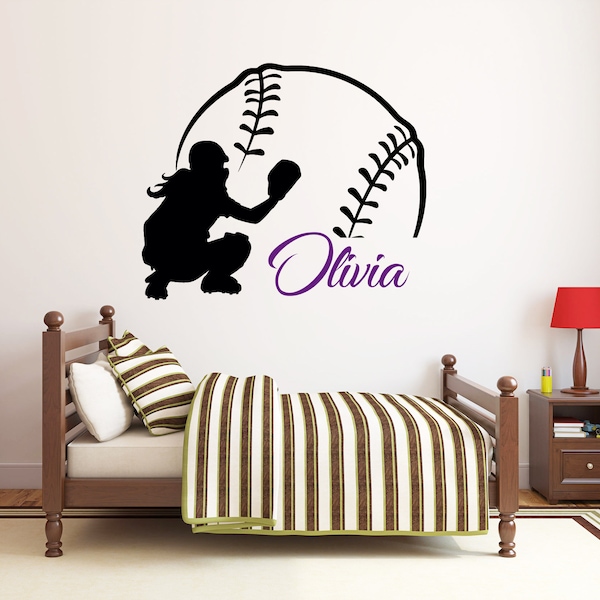 Softball Wall Decal - Etsy