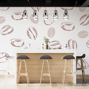 Coffee Shop Wallpaper | Peel & Stick Removable Fabric Mural | Cafe ...