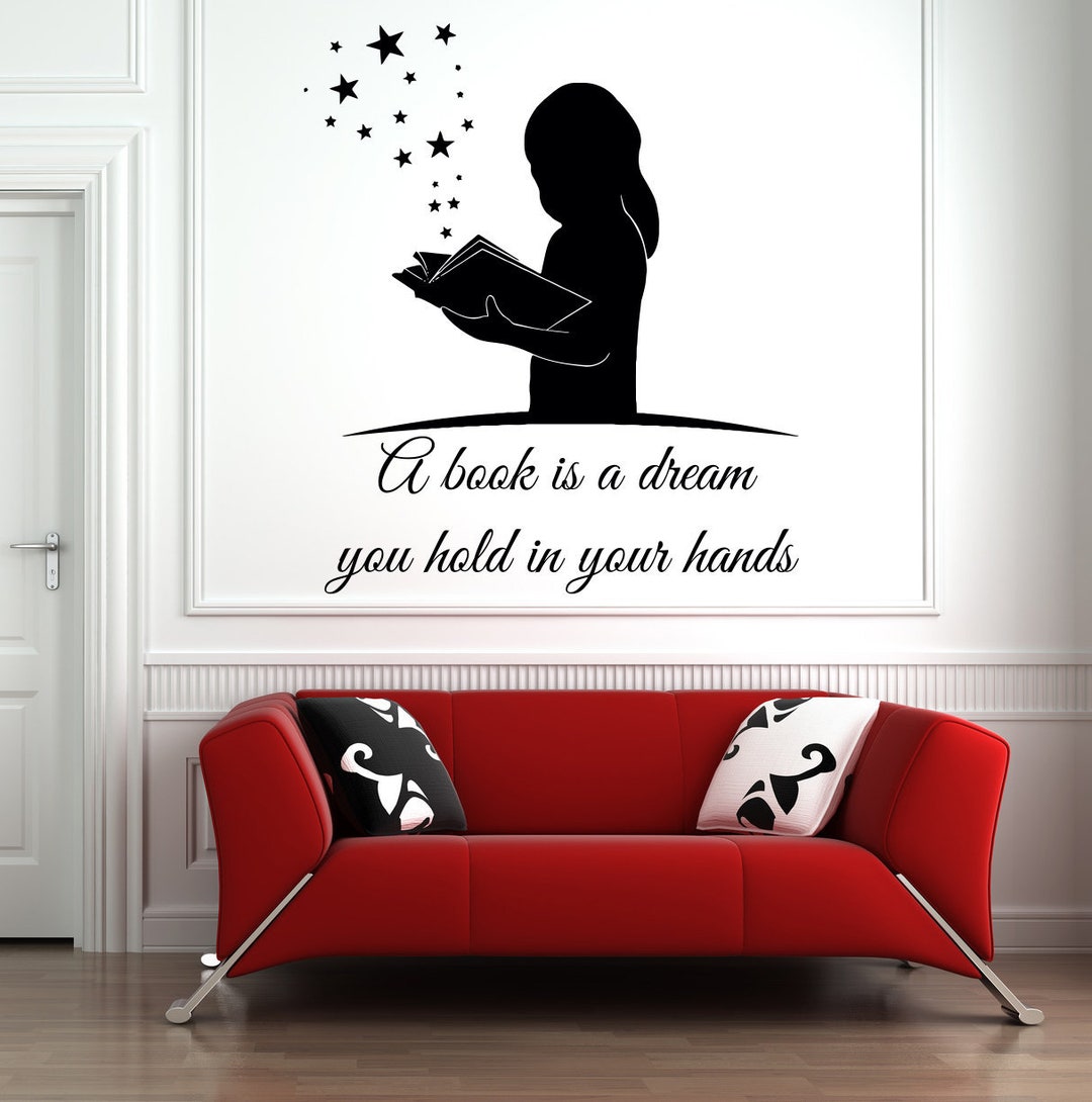 Book Wall Decal | Reading Wall Decal | Library Wall Decal | Book Quote ...