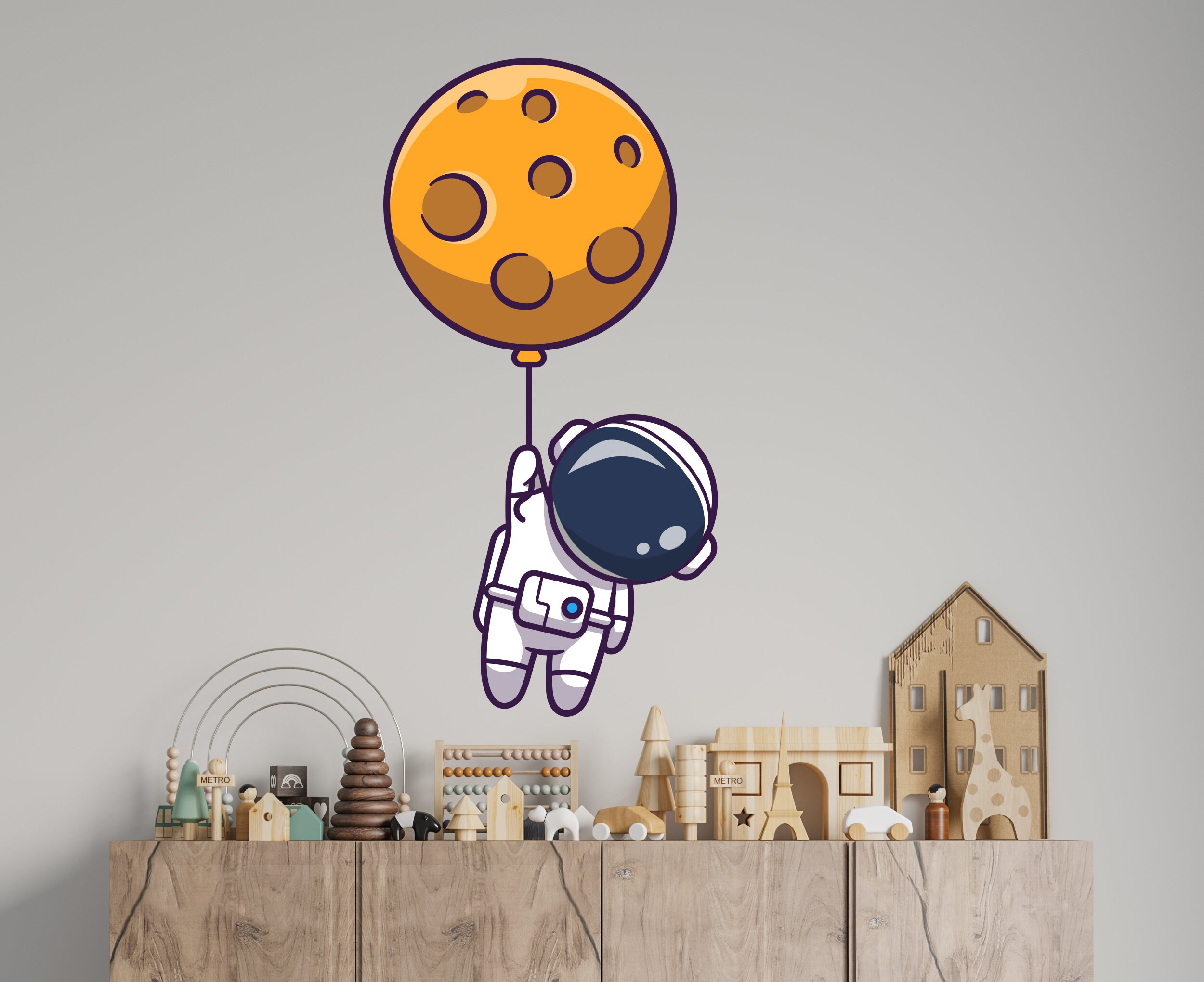 Astronaut Wall Decal Outer Space Wall Decor for Kids Bedroom | Etsy