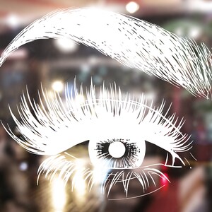 Eyelash Wall Decal Window Sticker Beauty Salon Woman Face Eyelashes ...